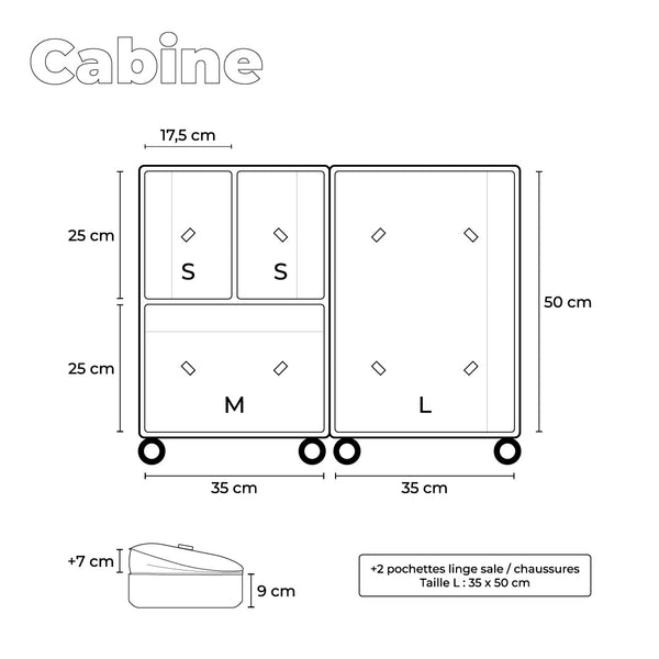 Valise Cabine solide et réparable avec 6 pochettes | Dot-Drops